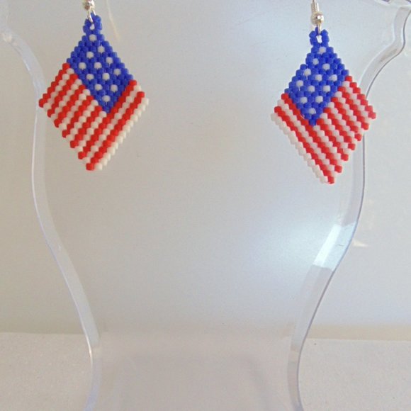 Hand Crafted/DesignsBySEA | Jewelry | Independence Day Flag Earrings ...